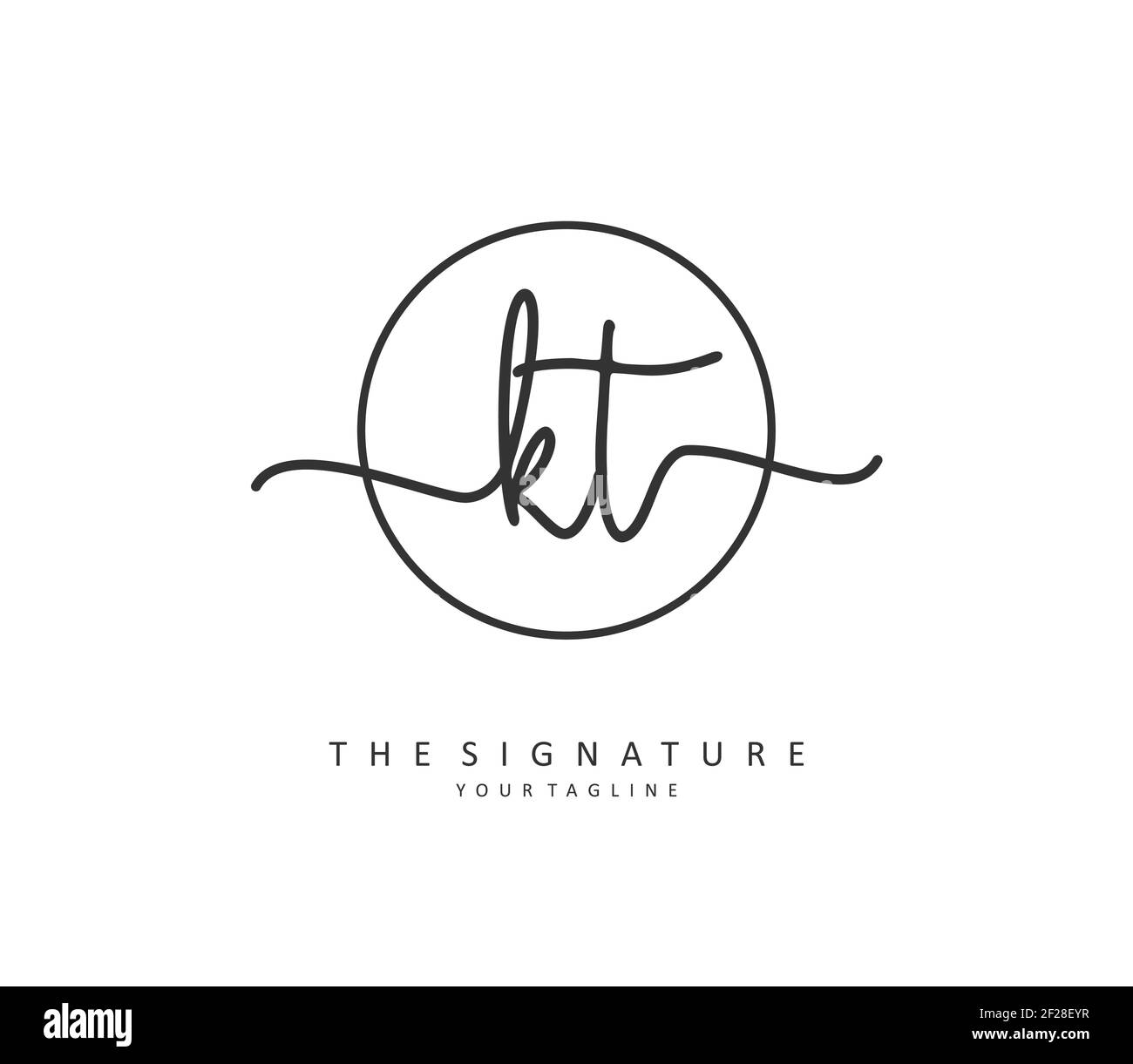 K T KT Initial letter handwriting and signature logo. A concept ...