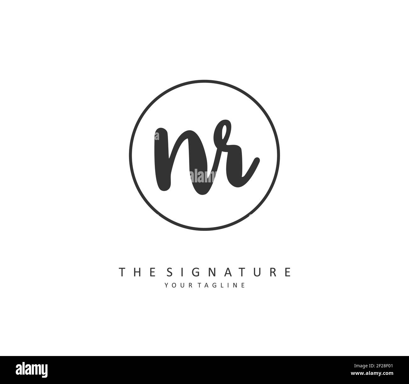 NR Initial letter handwriting and signature logo. A concept handwriting ...