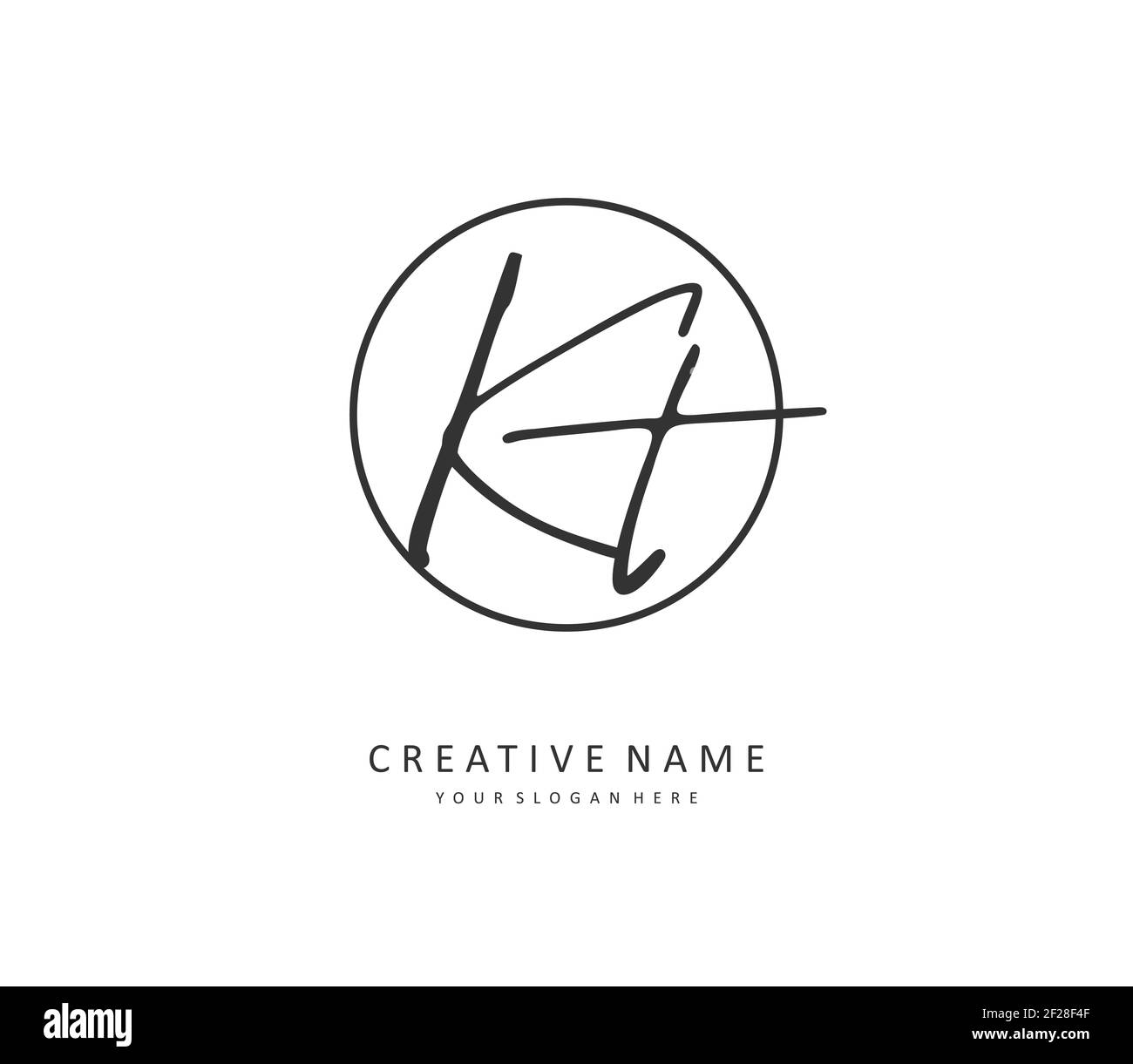 K T KT Initial letter handwriting and signature logo. A concept ...