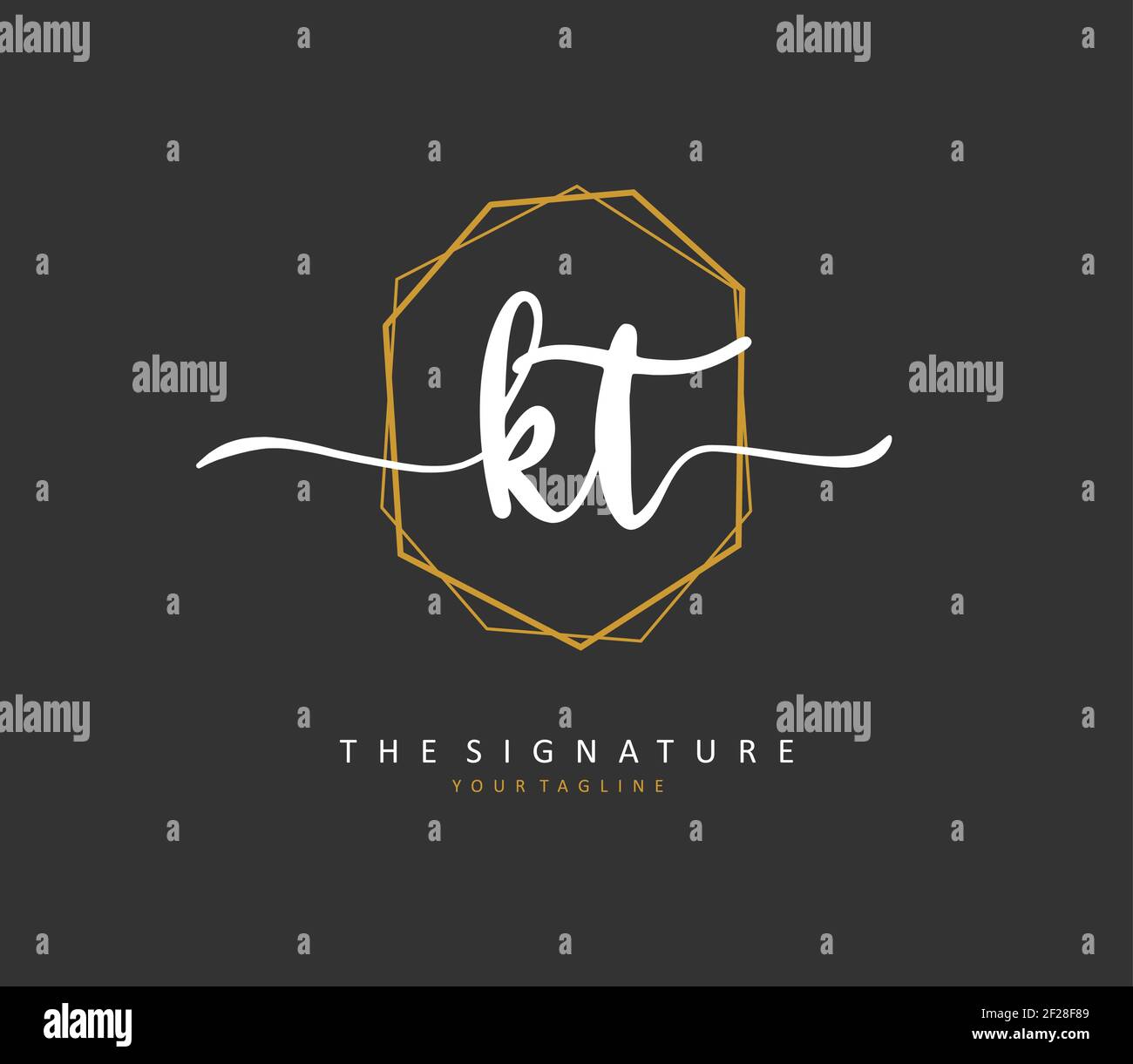 K T KT Initial letter handwriting and signature logo. A concept ...