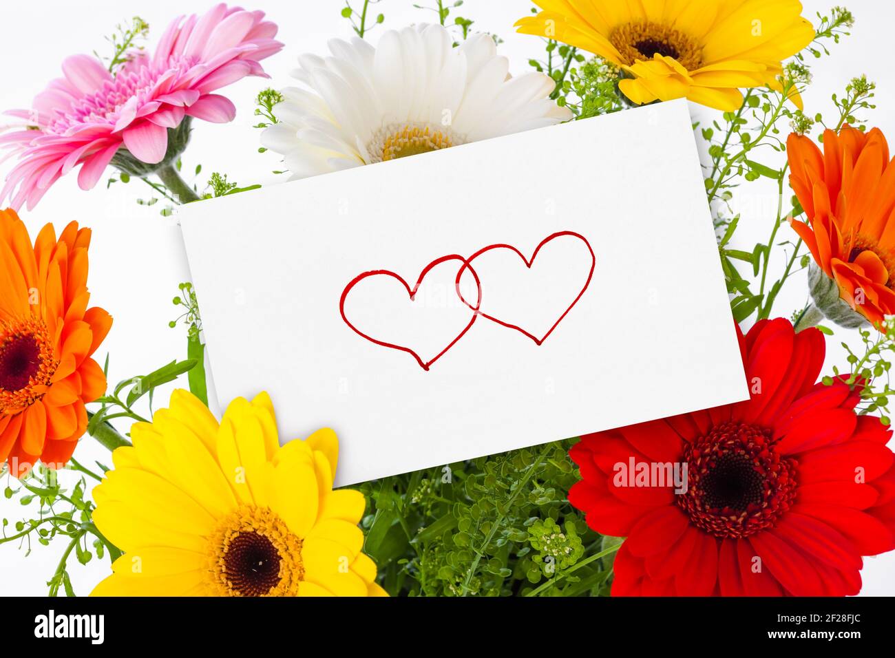 Flowers bouquet and greeting card Stock Photo - Alamy