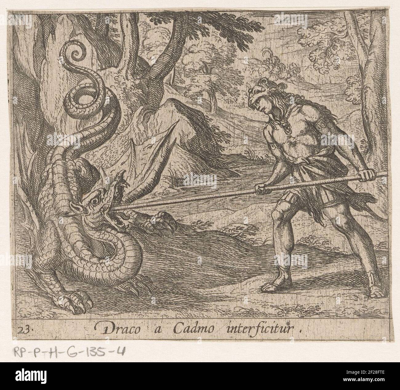 Cadmus kills the dragon; Draco a Cadmo interficitur; Metamorphoseon ...