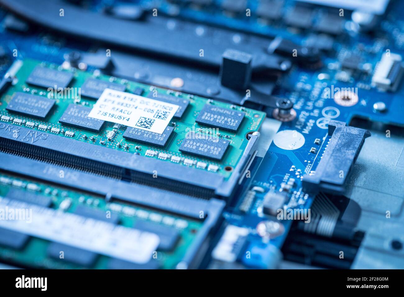 Computer Technology: Close up of a computer chip on a circuit board ...