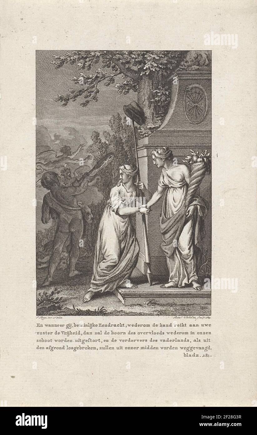 Allegory with personnifications of freedom and unity Stock Photo - Alamy