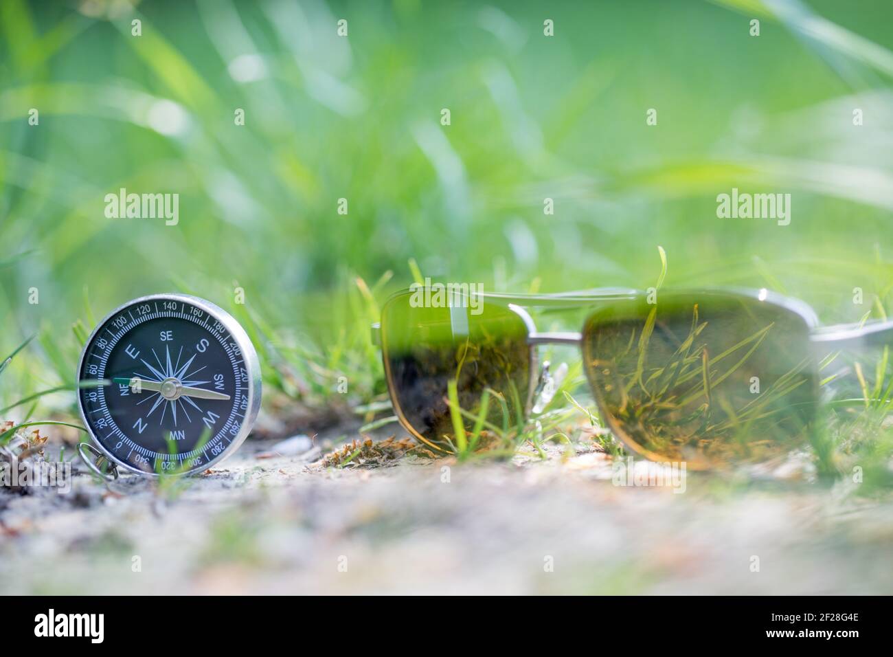 Adventure: Compass is lying on the floor, showing the direction Stock ...