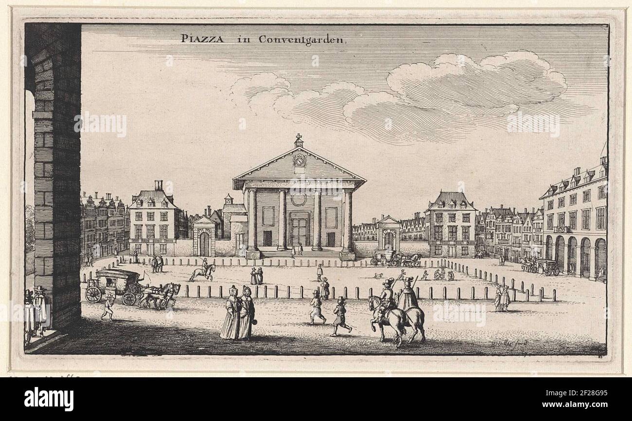 View of the Covent Garden in London; Piazza in Covent Garden; Faces in ...