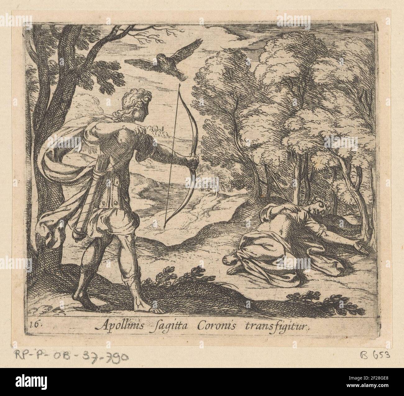 Apollo kills Coronis; Apollinis Sagitta Coronis Transfigitur ...