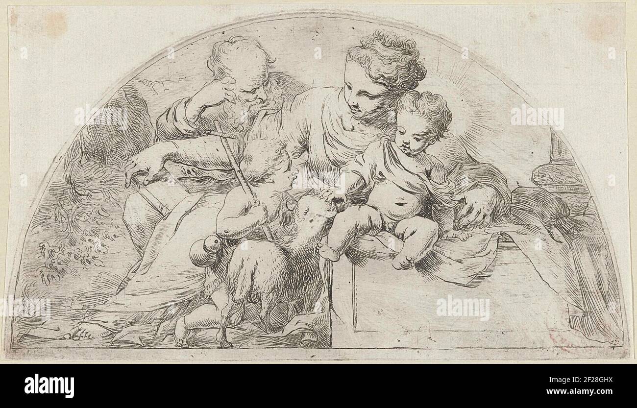 Heilige Familie met de jonge Johannes de Doper.Joseph, Maria, the ...