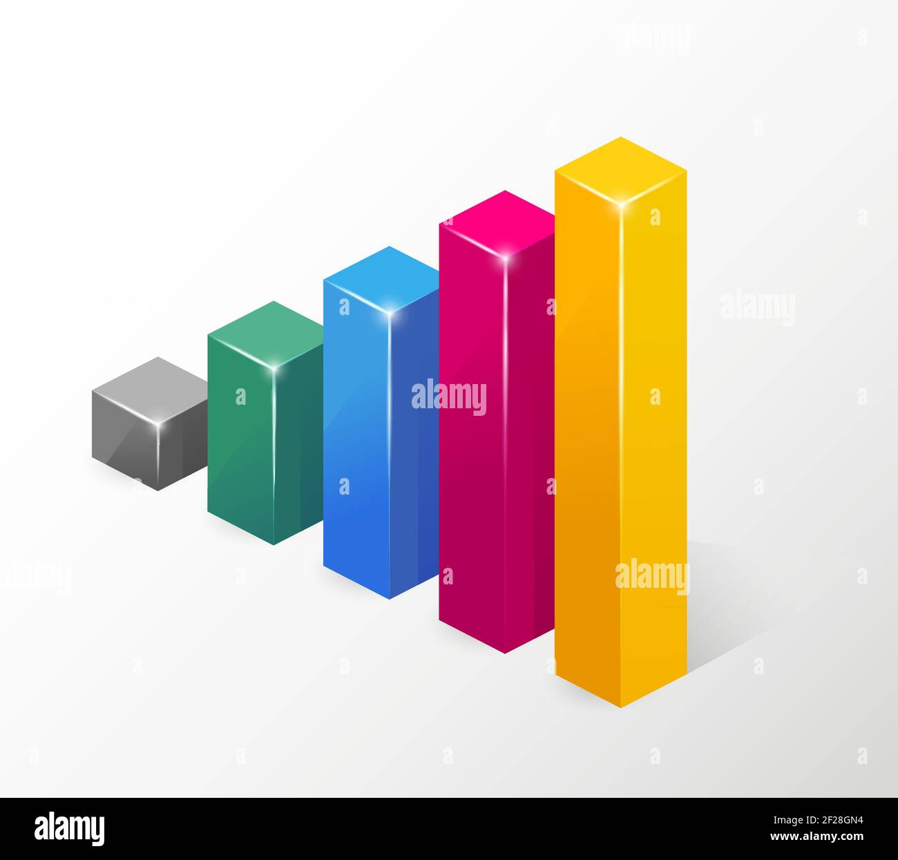 Vector Colored Bar Chart Emphasizing Growth Isolated on White ...