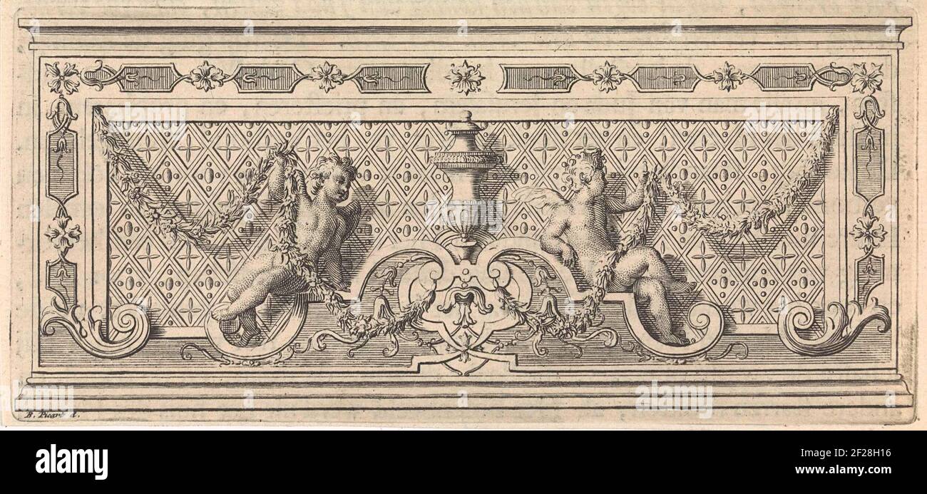 Two putti with a garland Stock Photo - Alamy