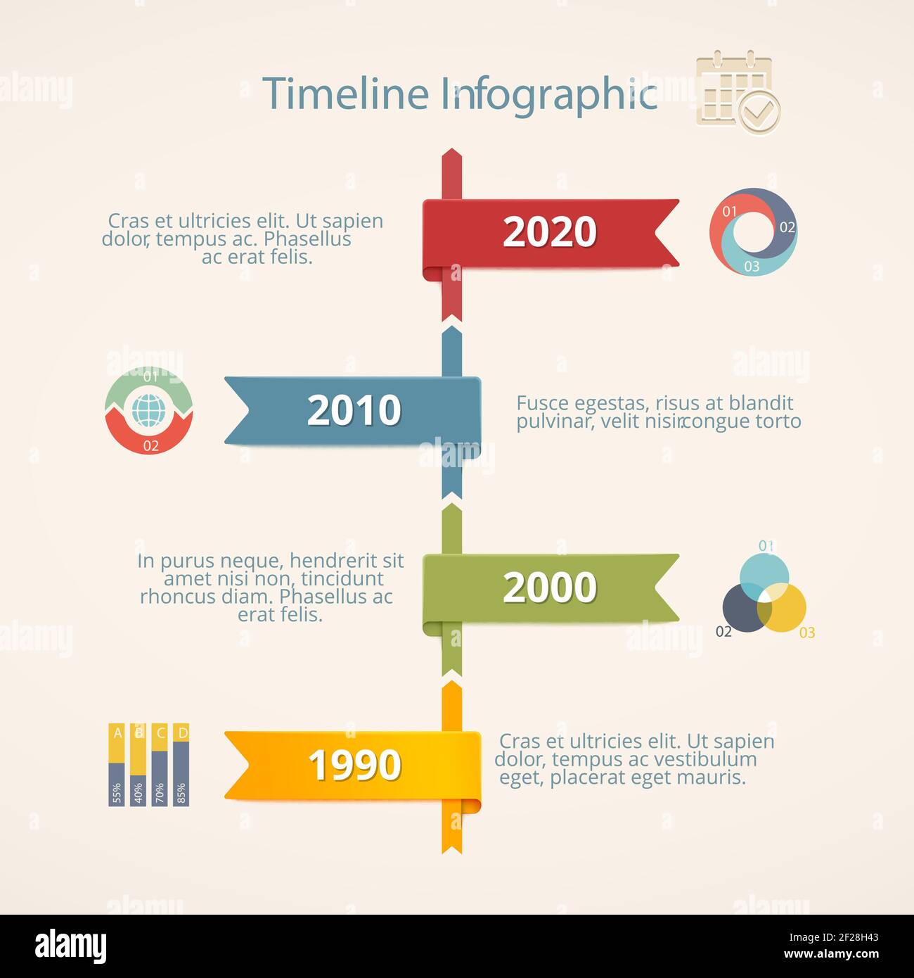 Infographic Timeline Vector Template with Icons and Charts Stock Vector ...