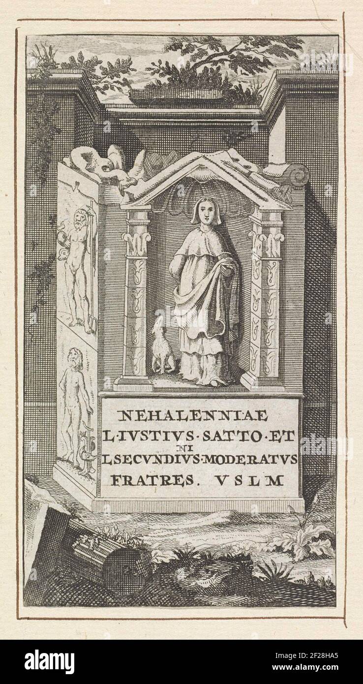 Nehalennia altar with standing Nehalennia and her dog.a Netalennia ...