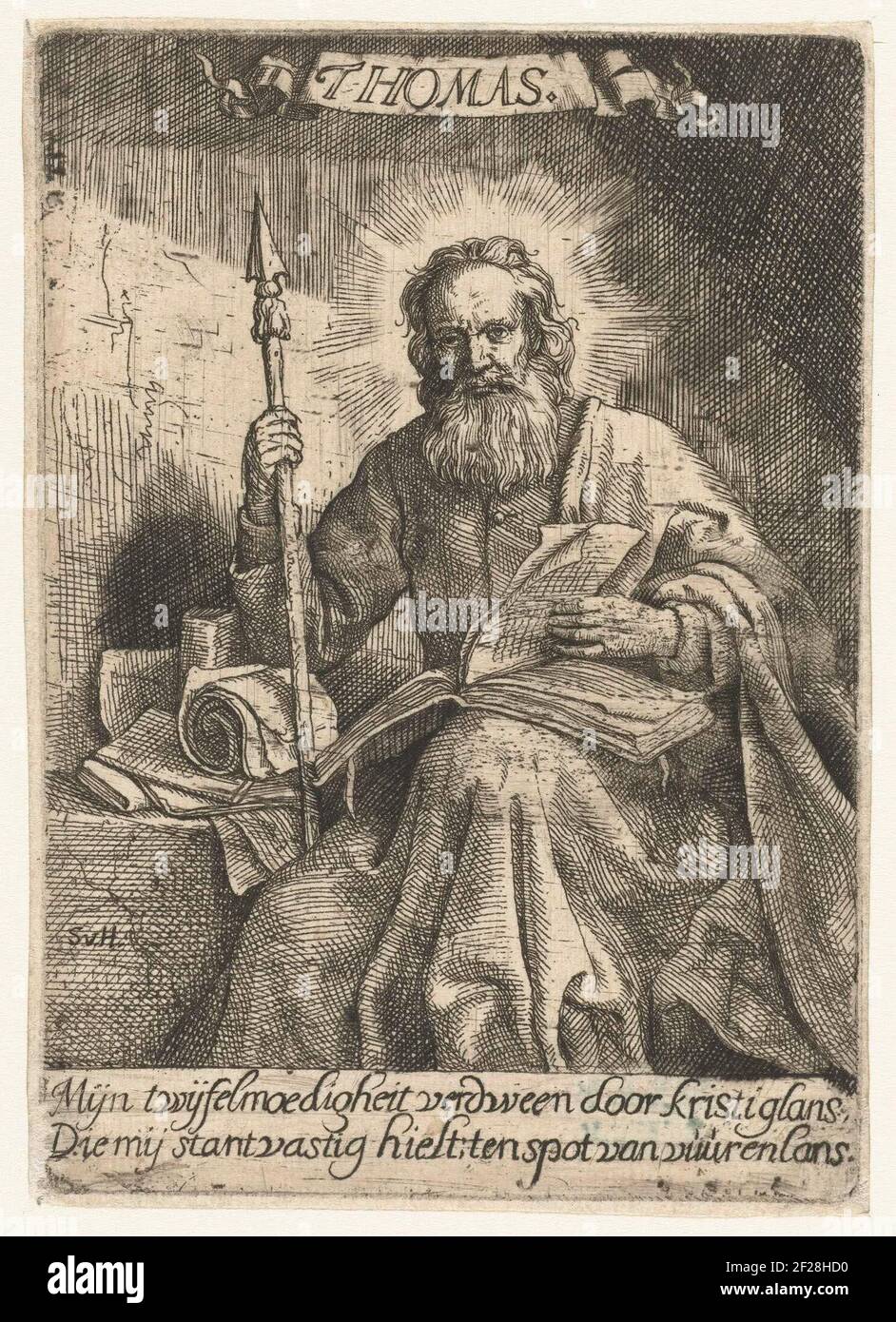 Apostle Thomas; Thomas.de Apostle Thomas sat, with lance in right hand ...