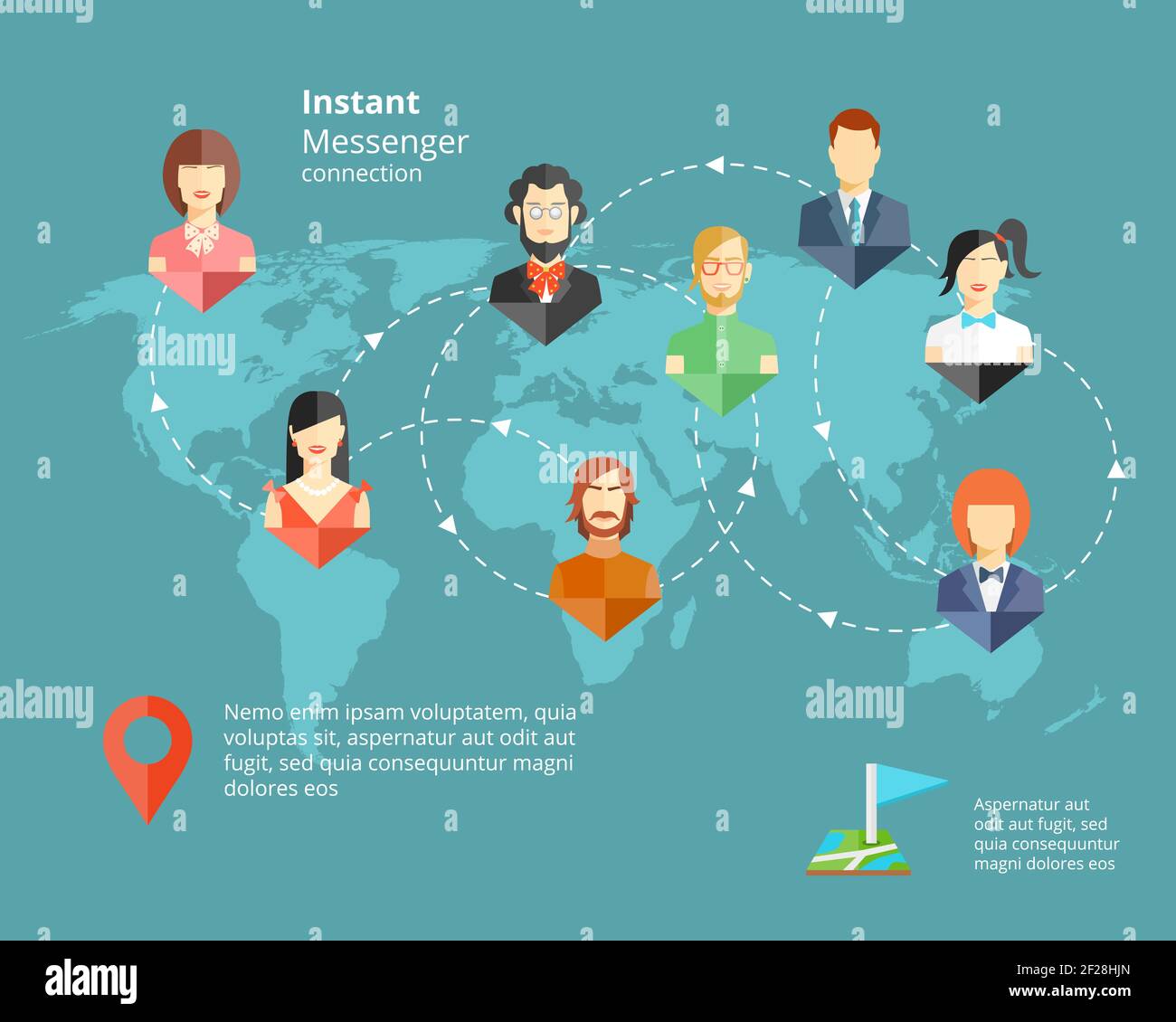Vector global Social Network or Instant Messenger Concept Stock Vector ...