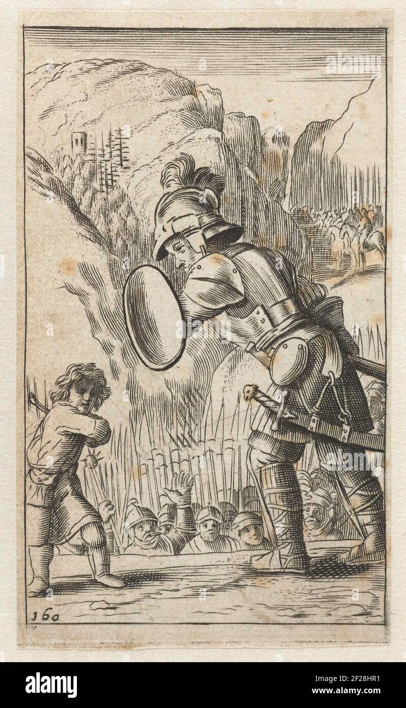 David and Goliath; Four illustrations for Spanish book. Mirror-image ...