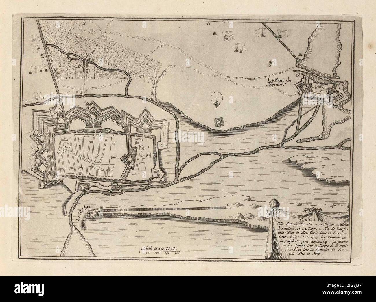 Plattegrond van Calais, 1693; Calais, a strong city of Picardie ...