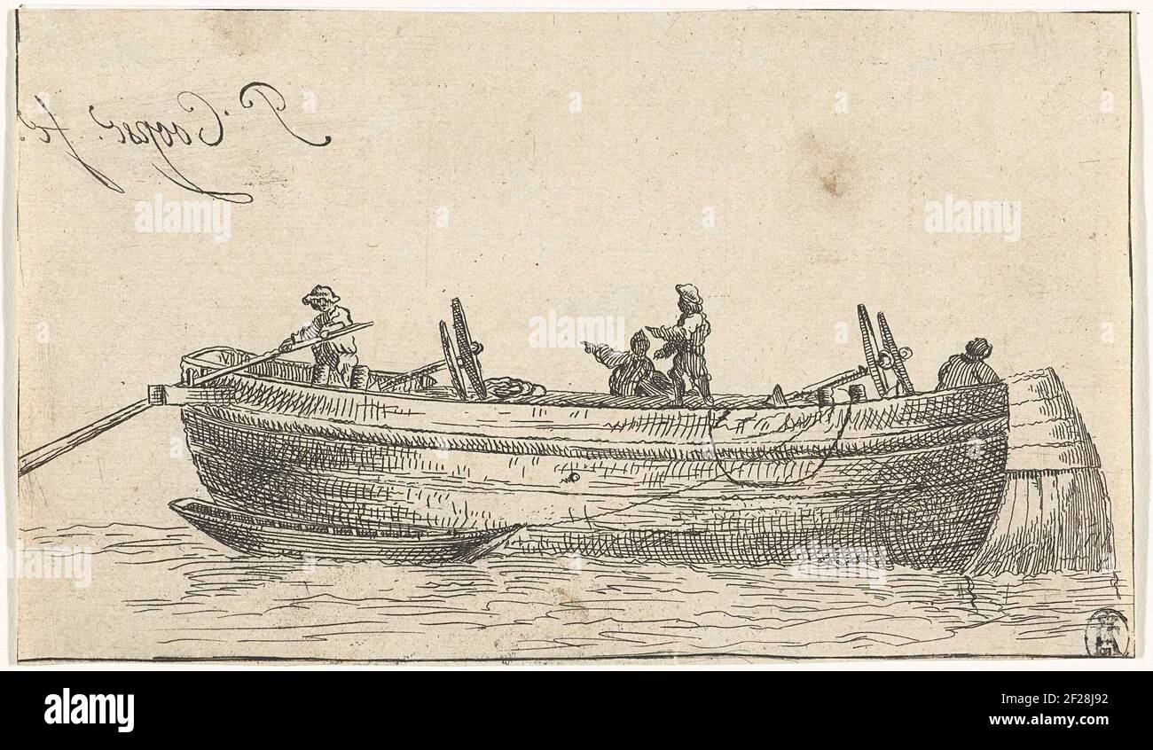 Four men in a ship Stock Photo - Alamy