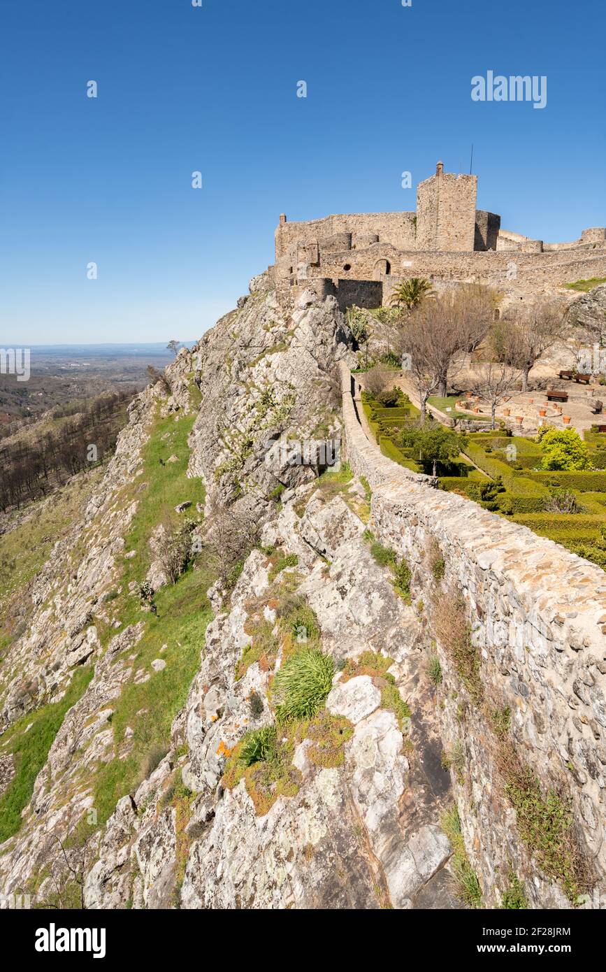 Village of Marvao and castle on top of a mountain in Portugal Stock ...