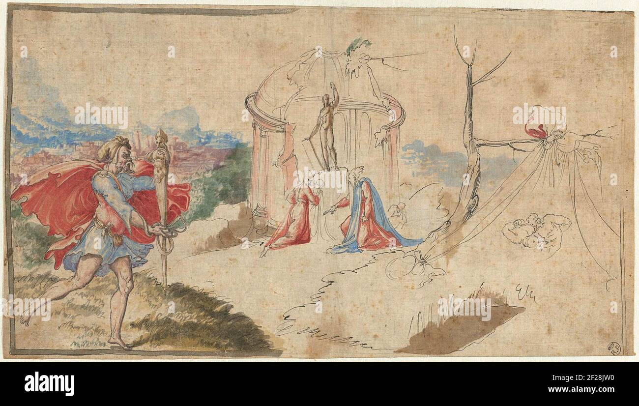 Mythological scene (Aeneas escaped troy Stock Photo - Alamy