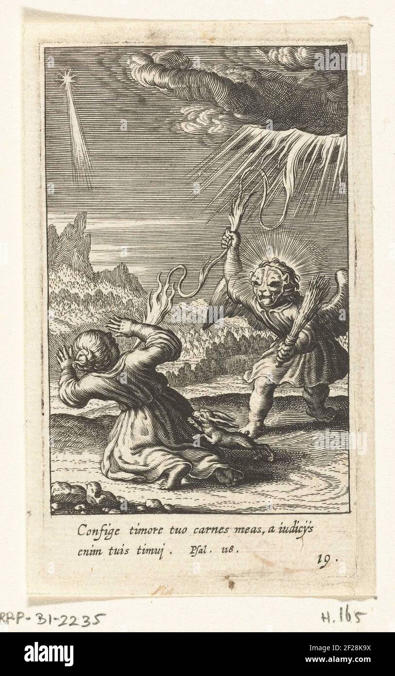 Angel with mask and lightning bolt makes child scared; Pia Desideria ...