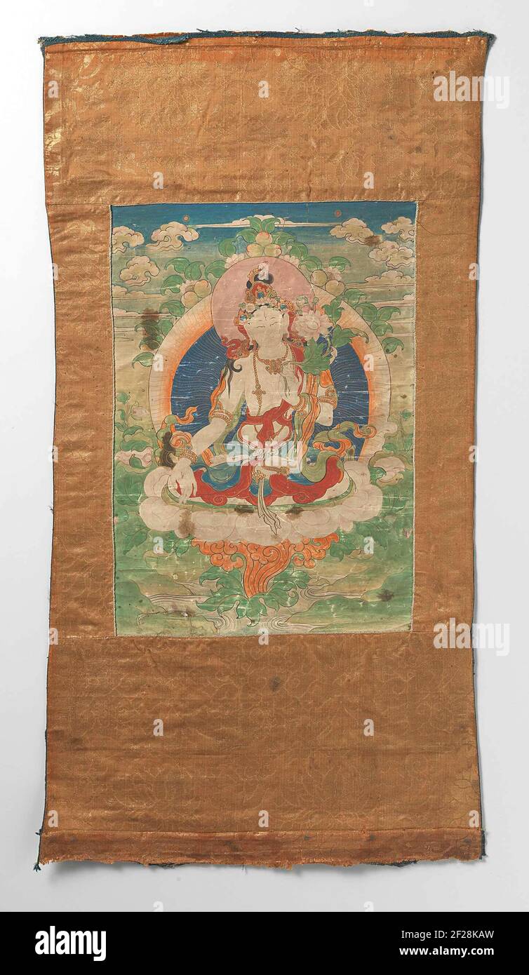 Tangka with a representation of the white tara.tangka with a ...