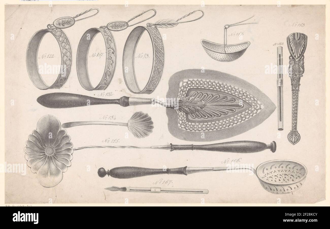 Rings and cutlery; Empire objects. Designs for empire products such as ...