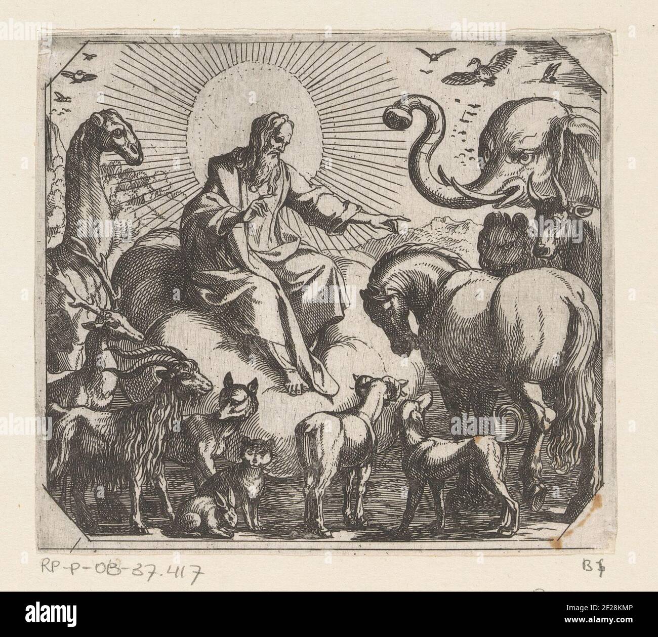 God creates the animals on the land; The creation.god's father sits on ...