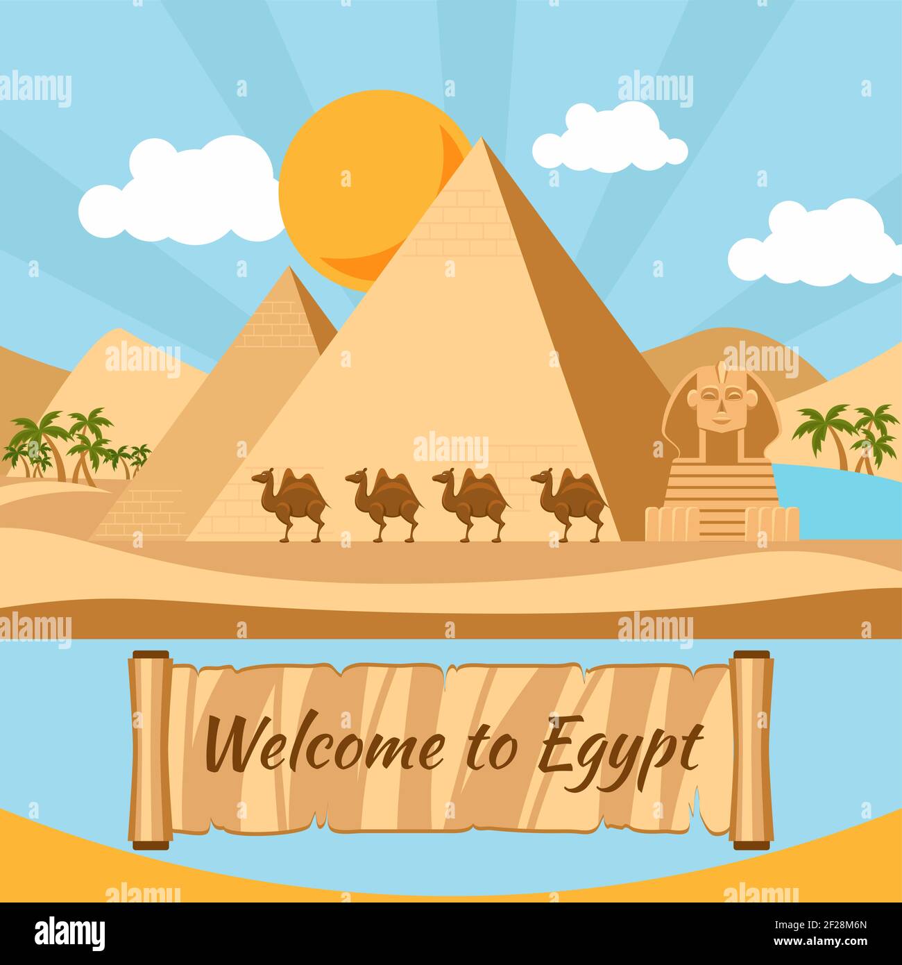Welcome to Egypt, Pyramids and sphinx. Vacation and monument, sand and ...