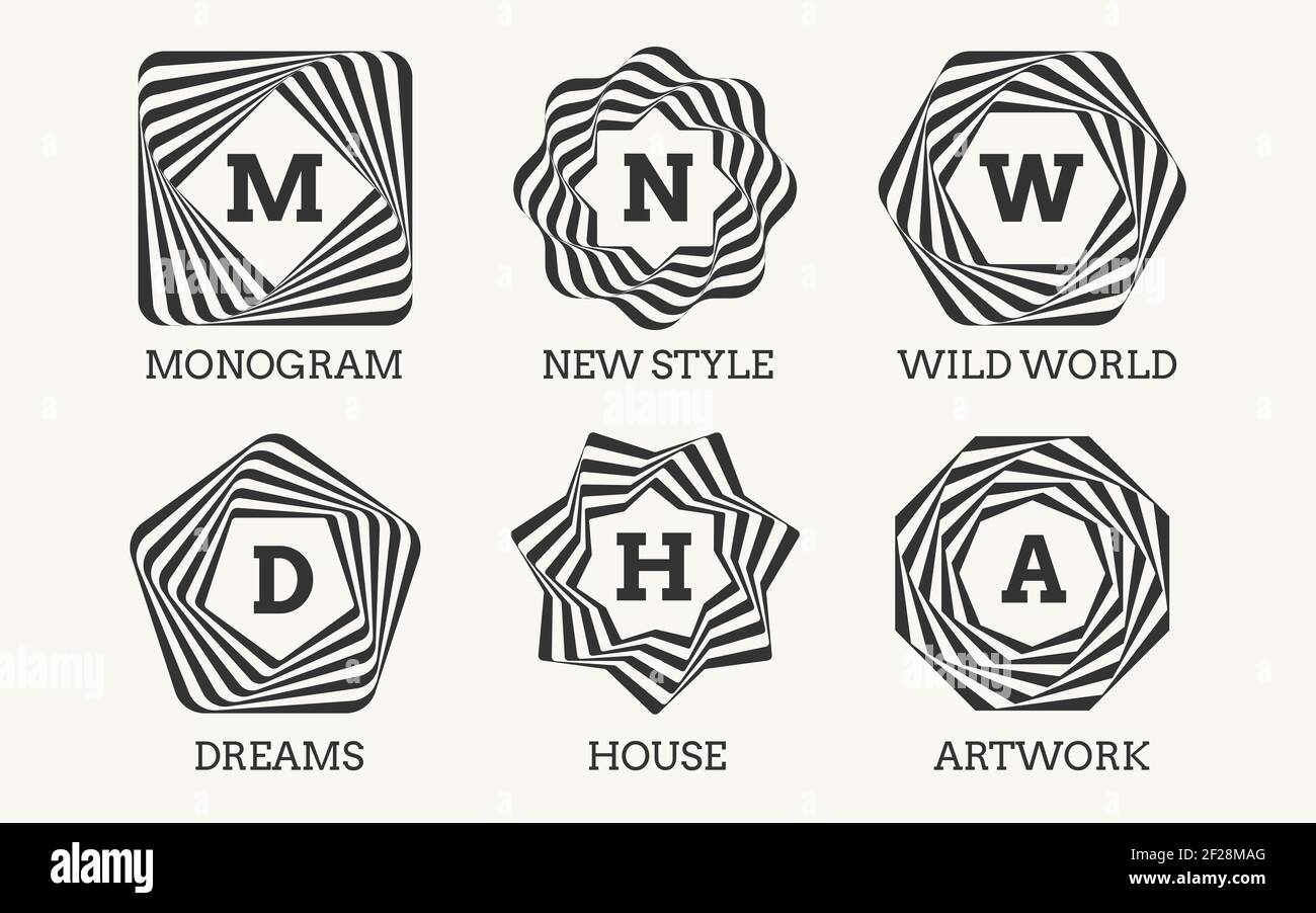 Line art logo design or monogram. Sign ornament, frame and art ...