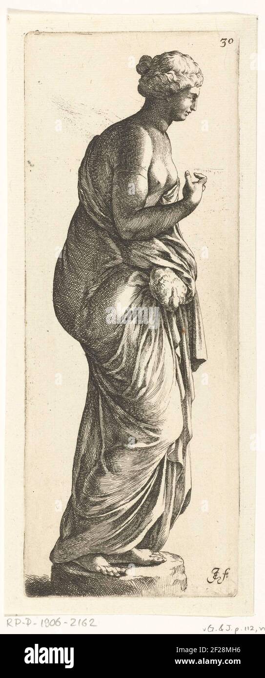 Image of a woman with a bird, right; Signorum Veterum Icone I.Image of ...