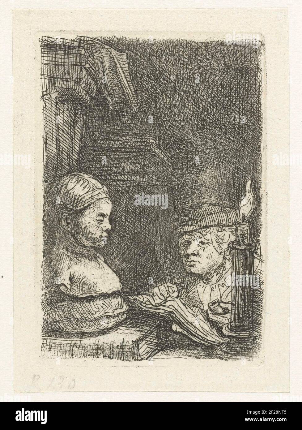 Man drawing towards a plaster model Stock Photo - Alamy