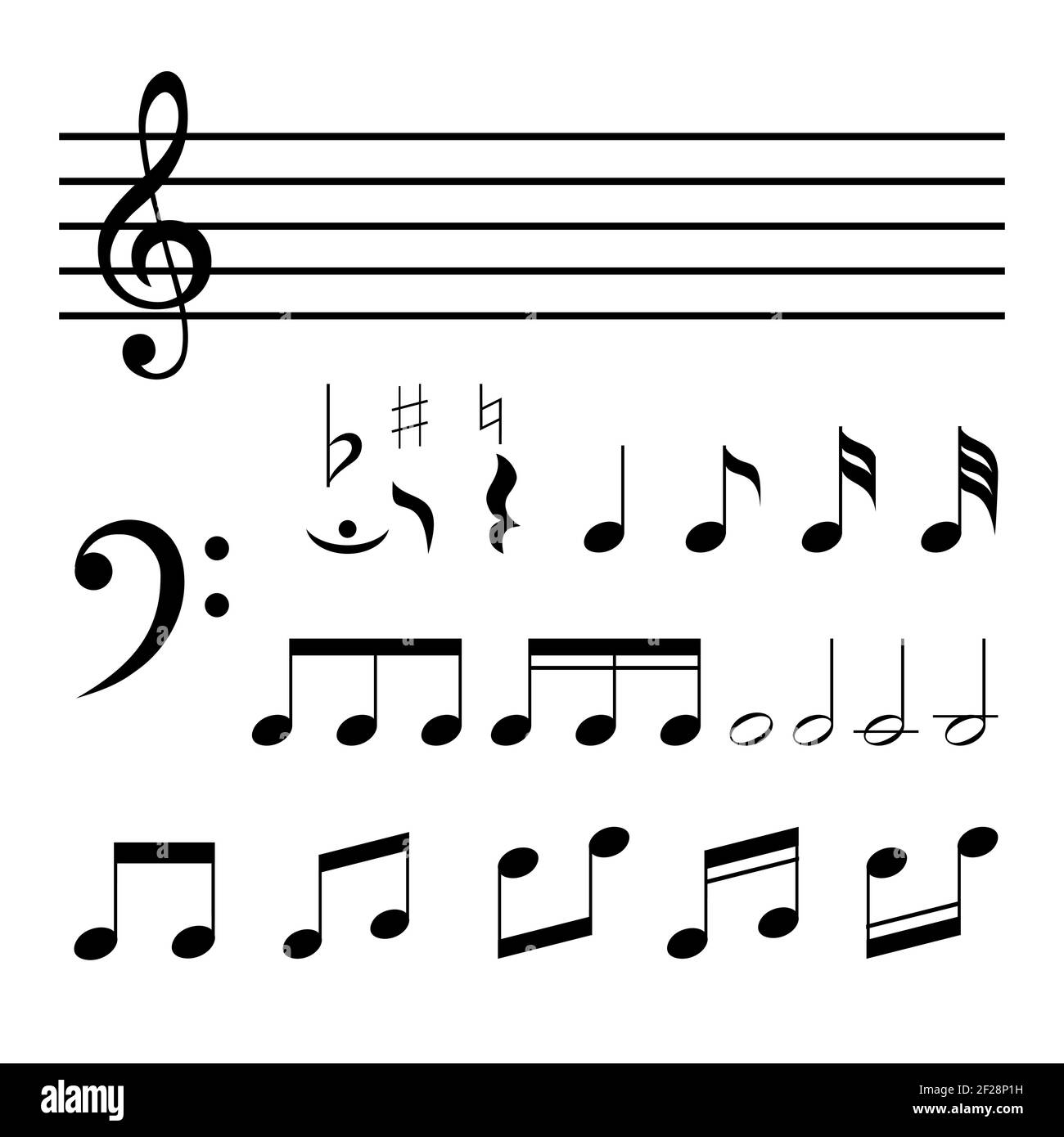 Set of vector music notes isolated on white background Stock Vector ...