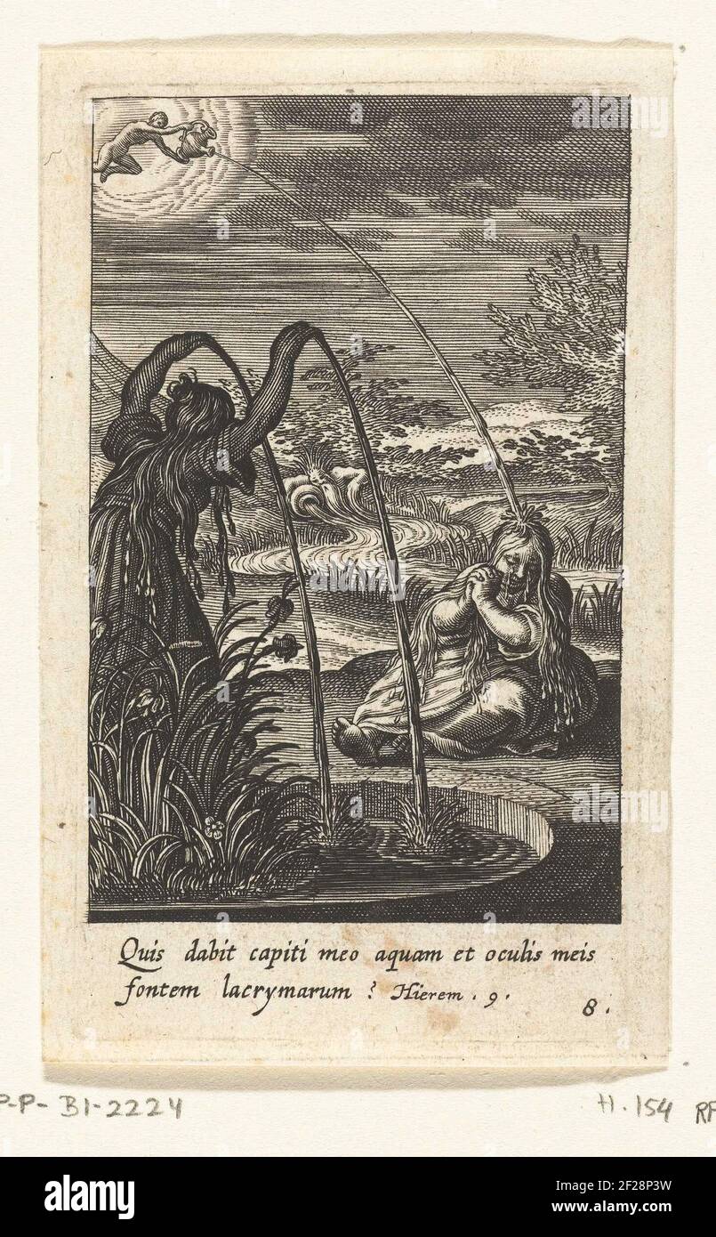 Crying child is sitting at fountain; Pia Desideria Stock Photo - Alamy