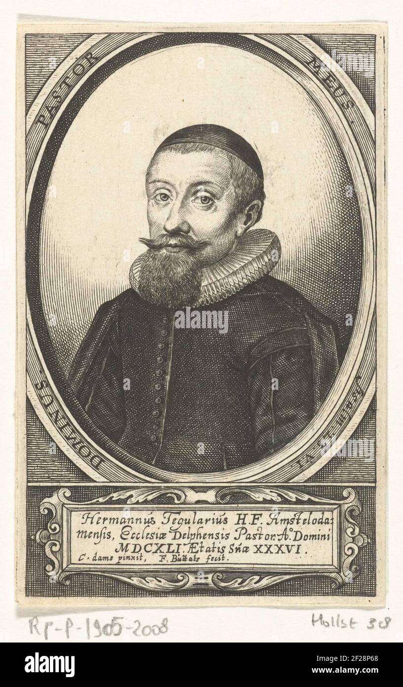 Portrait of Hermannus Tegularius.Portret in an oval list of Hermannus ...