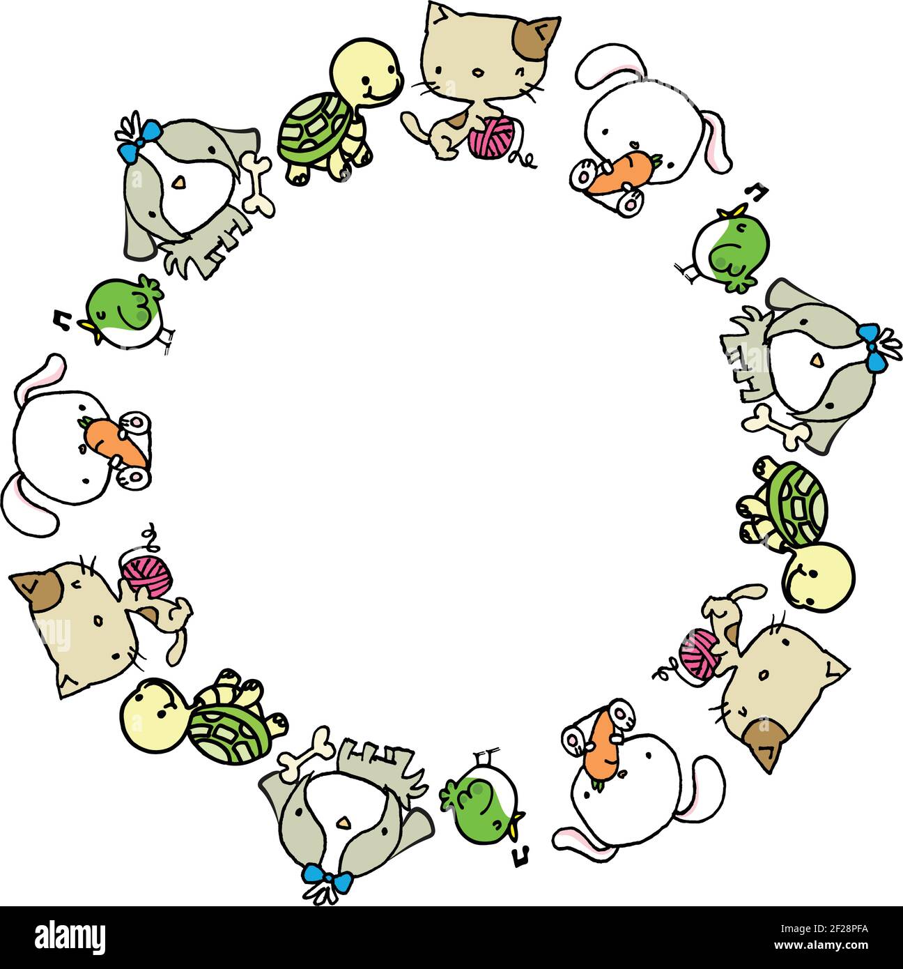 vector cartoon pet turtle, cat, bird, dog, rabbit background Stock ...