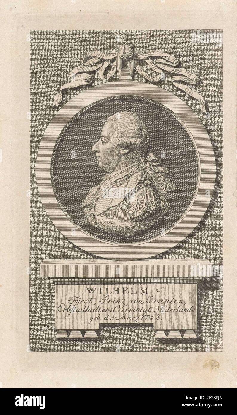 Portret van Willem V, prins van Oranje-Nassau.Portrait of Willem V in a ...