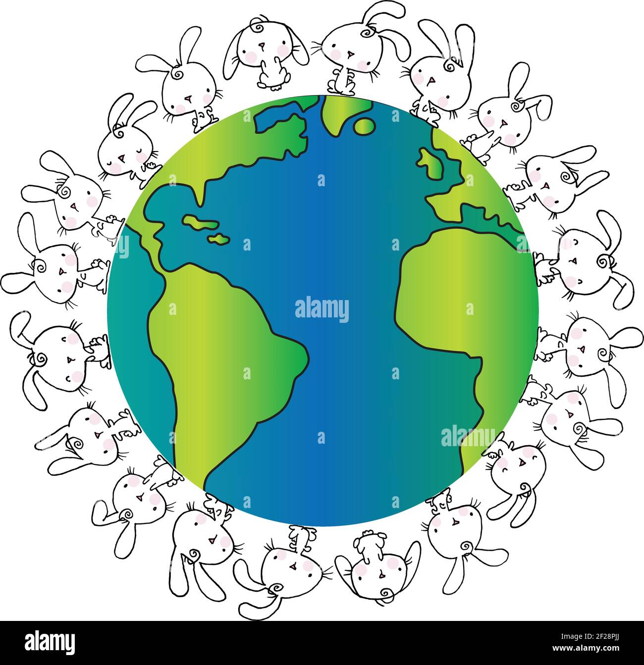 rabbit on earth vector cartoon Stock Vector Image & Art - Alamy