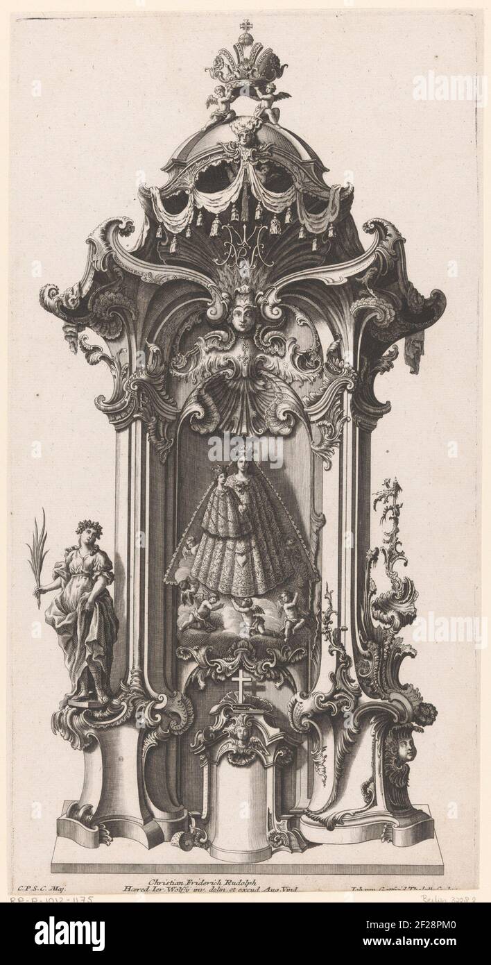 Altar with madonna; Designs for altars. Design for an altar with ...