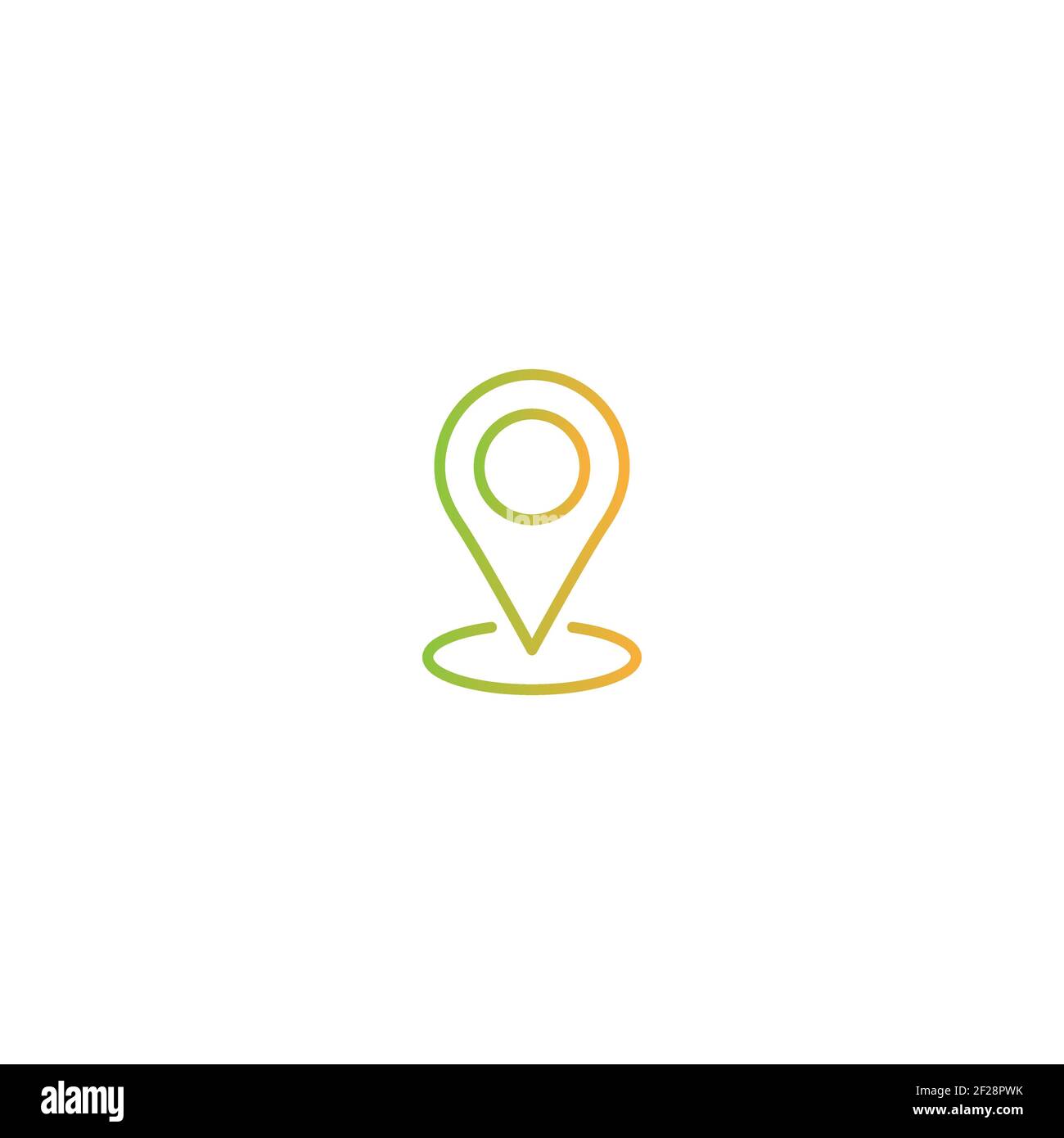 Outline location icon. GPS pointer. Map pin. Navigator guide. Vector line simple button. orange ...