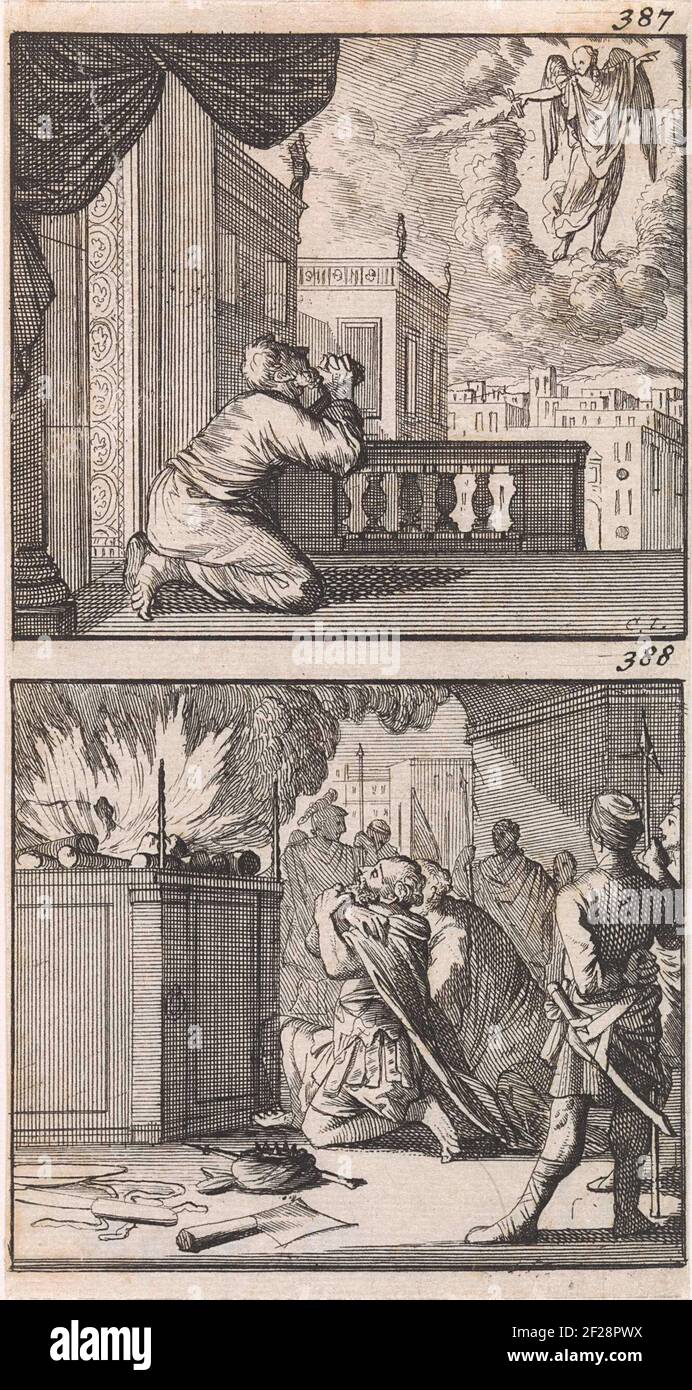 King David sees the angel of death / king David kneels kneels for the ...