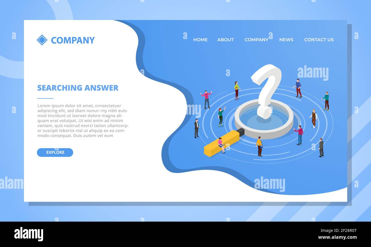 searching answer concept for website template or landing homepage ...