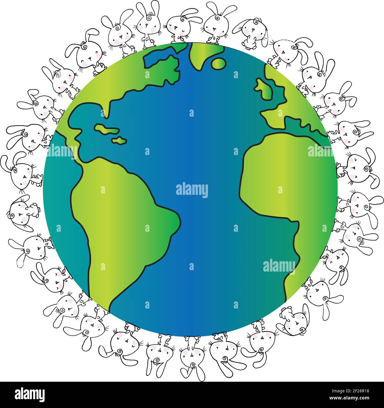 rabbit on earth vector cartoon Stock Vector Image & Art - Alamy