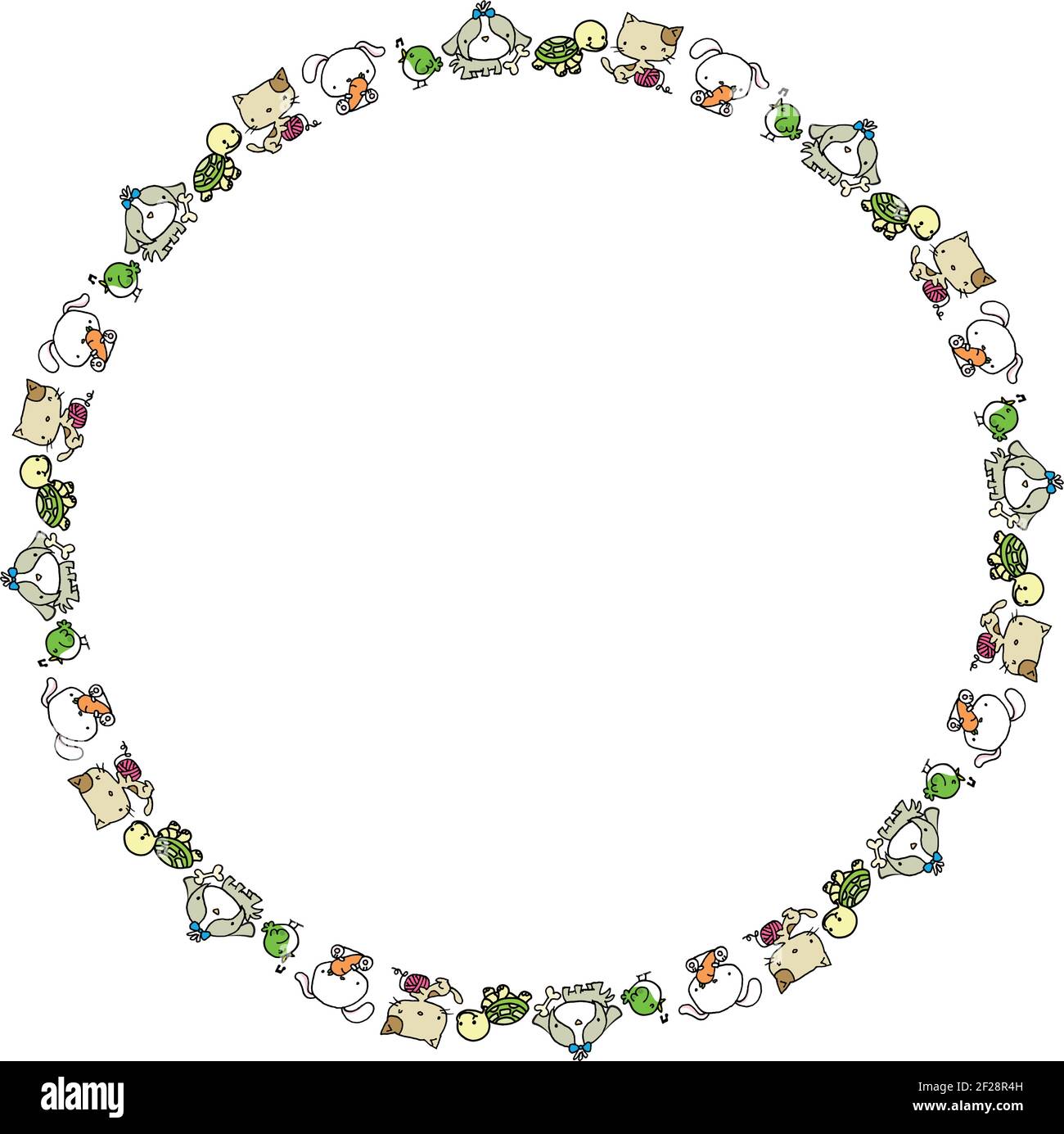 vector cartoon pet turtle, cat, bird, dog, rabbit background Stock ...
