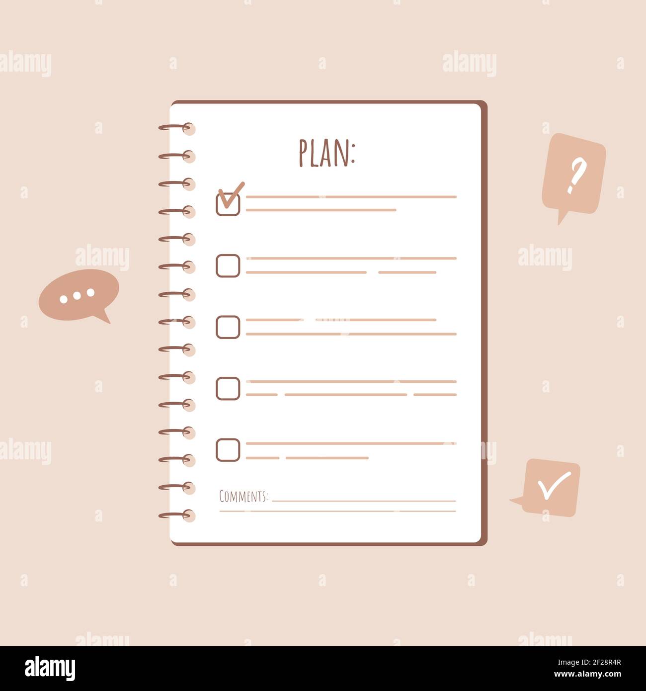 Plan on the table. Planning and organization of work. Vector ...
