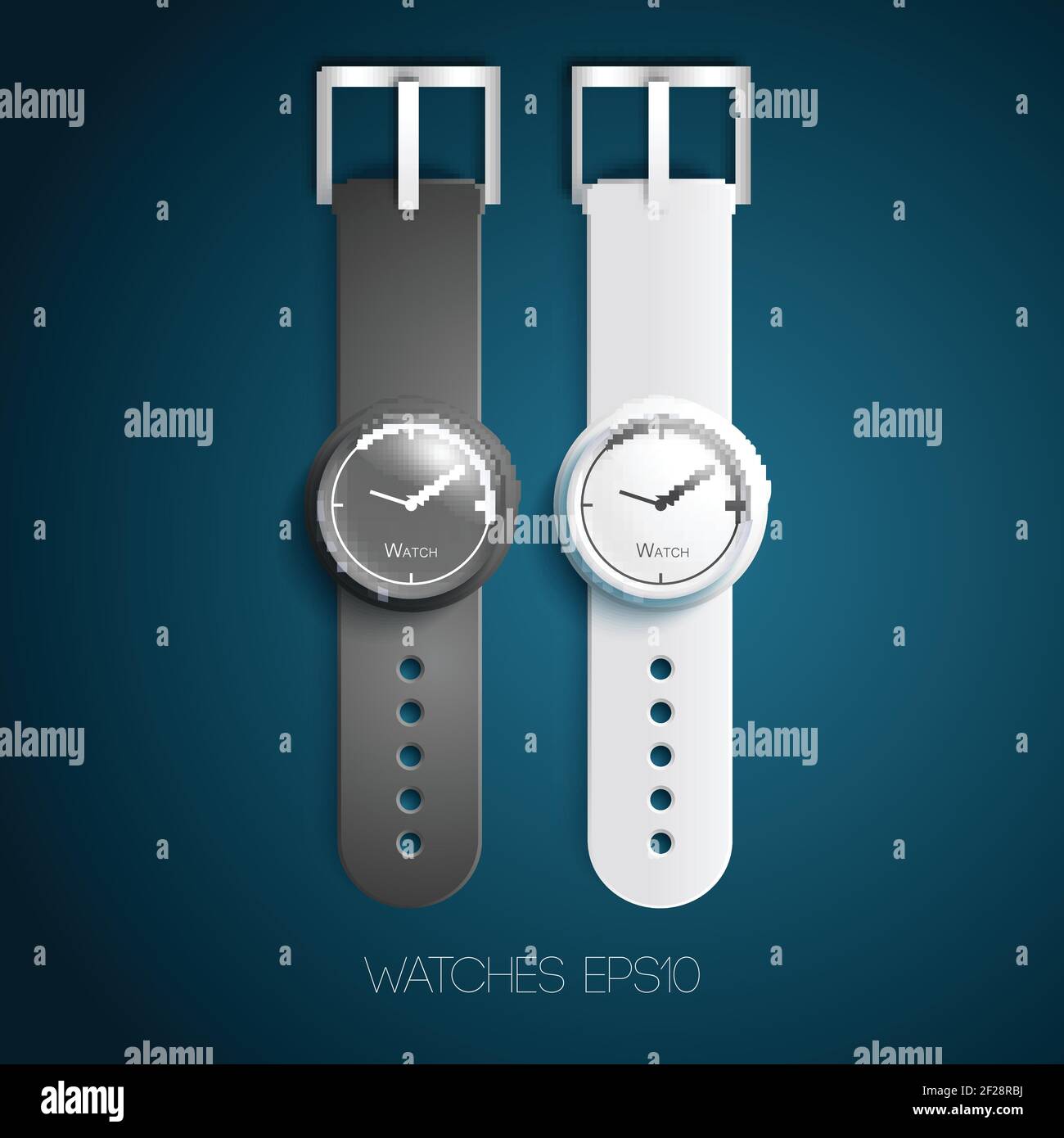 Mechanical watches design concept with white gray leather belts and ...