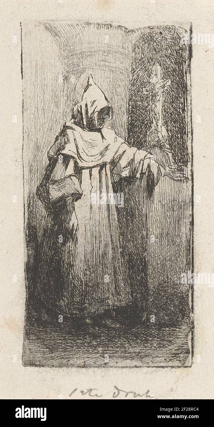 Monk at a crucifix Stock Photo - Alamy