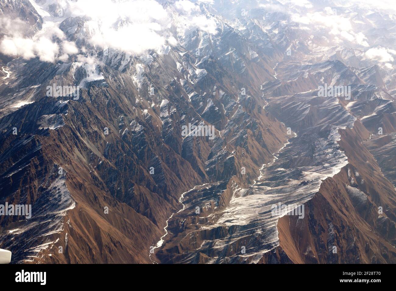 XINJIANG, CHINA - MARCH 10, 2021 - An airplane takes an aerial view of ...