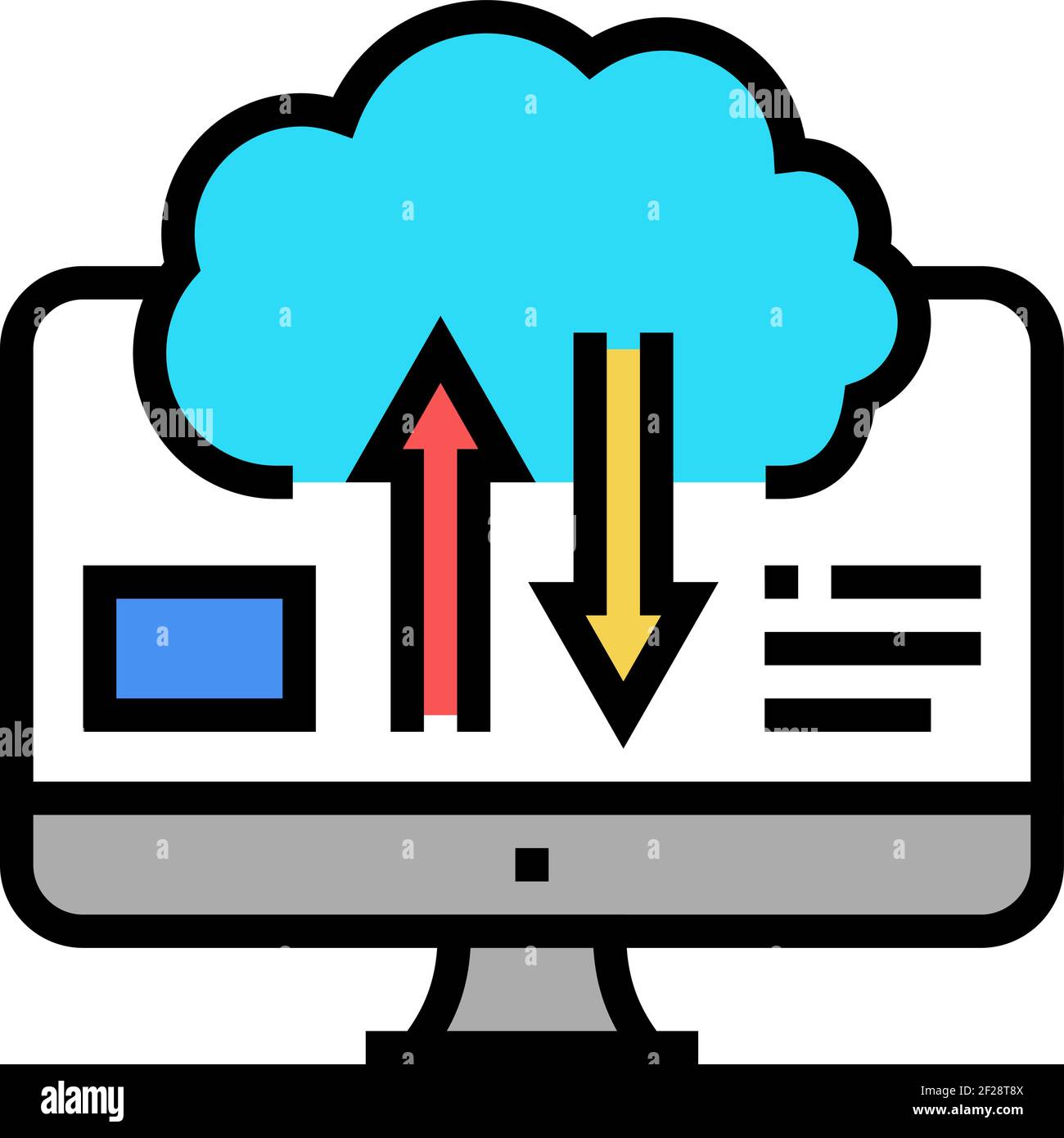 download and upload from cloud digital processing color icon vector ...