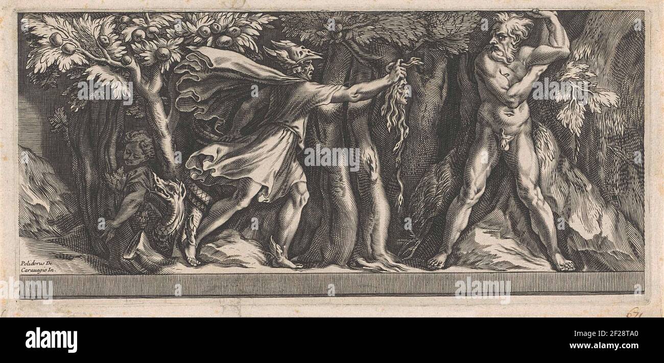 Atlas changed by Perseus in a mountain; Perseus and the golden apples ...