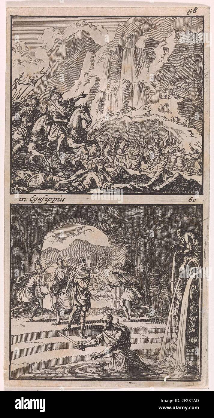 Herod and his riders in battle with robbers / armed enemies flee when ...